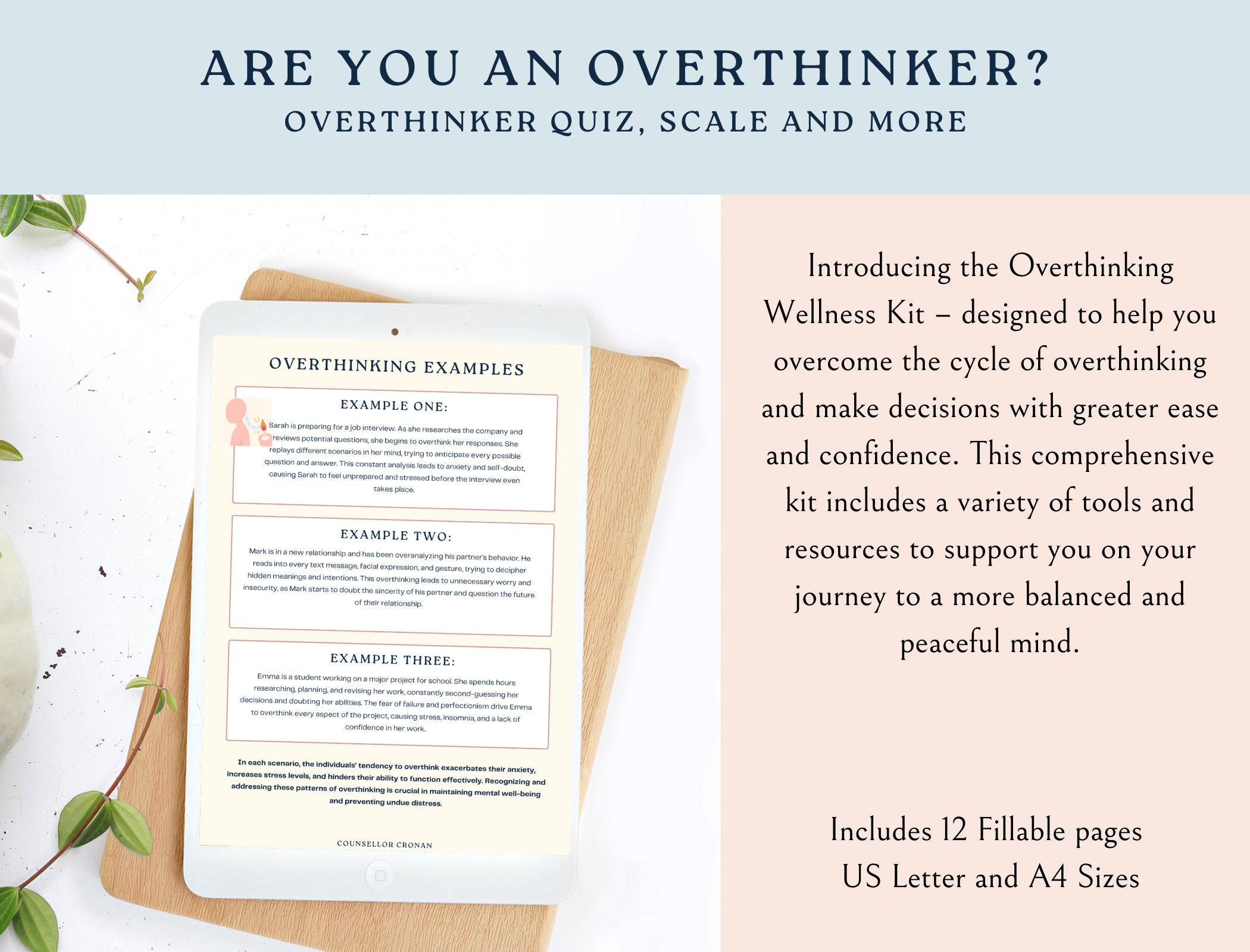 Are You an Overthinker? Overthinking Journal. Therapy Workbook ...