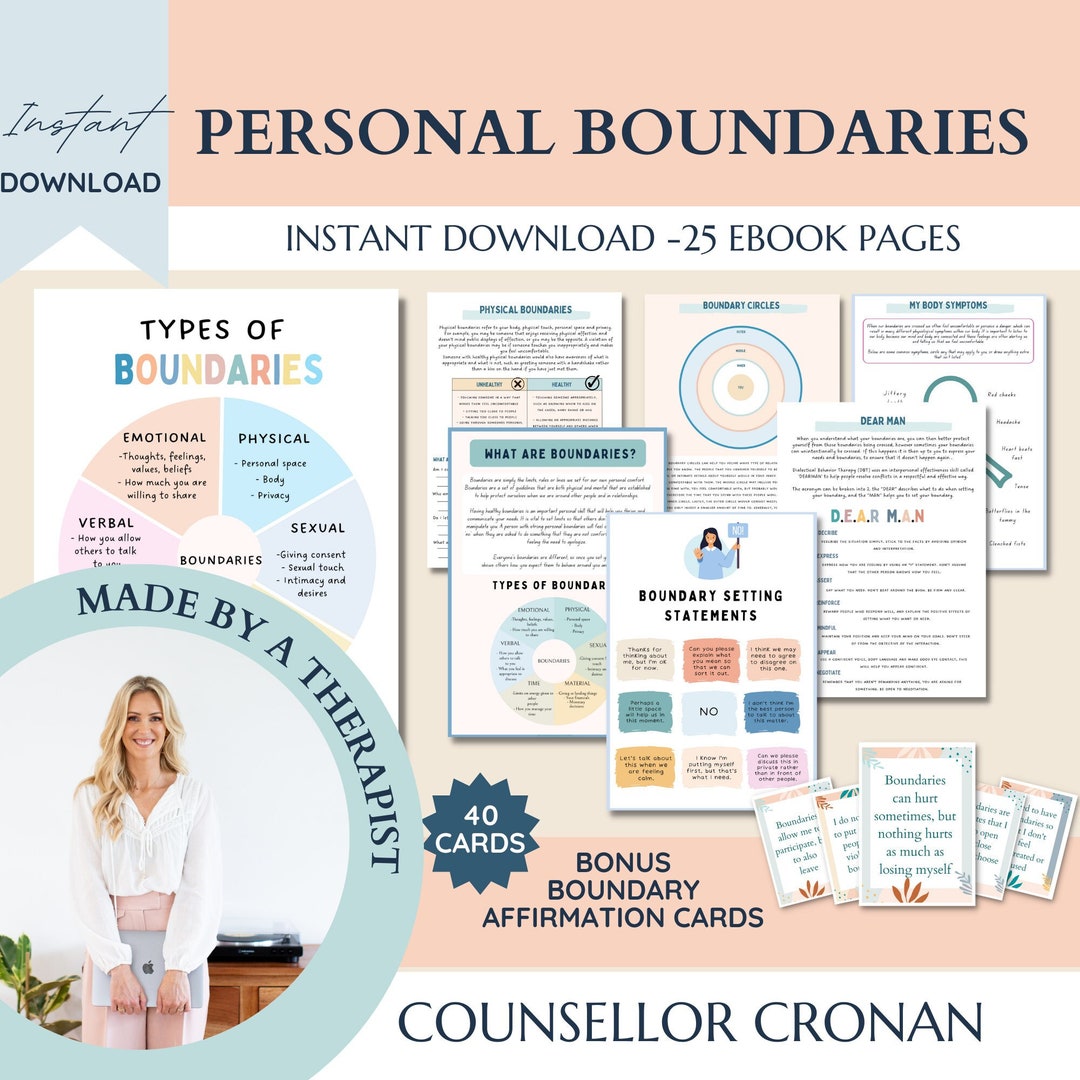 Boundaries Workbook, DBT Bundle, Boundaries Worksheets, Therapy Office ...