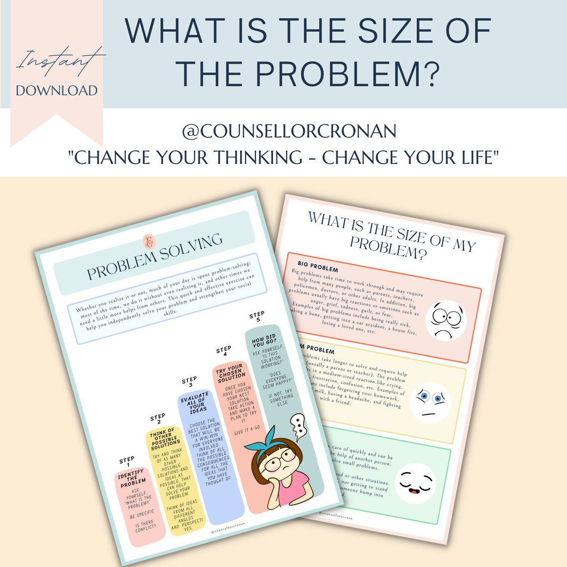 The Size of the Problem Worksheets Kids Therapy Executive - Etsy Australia