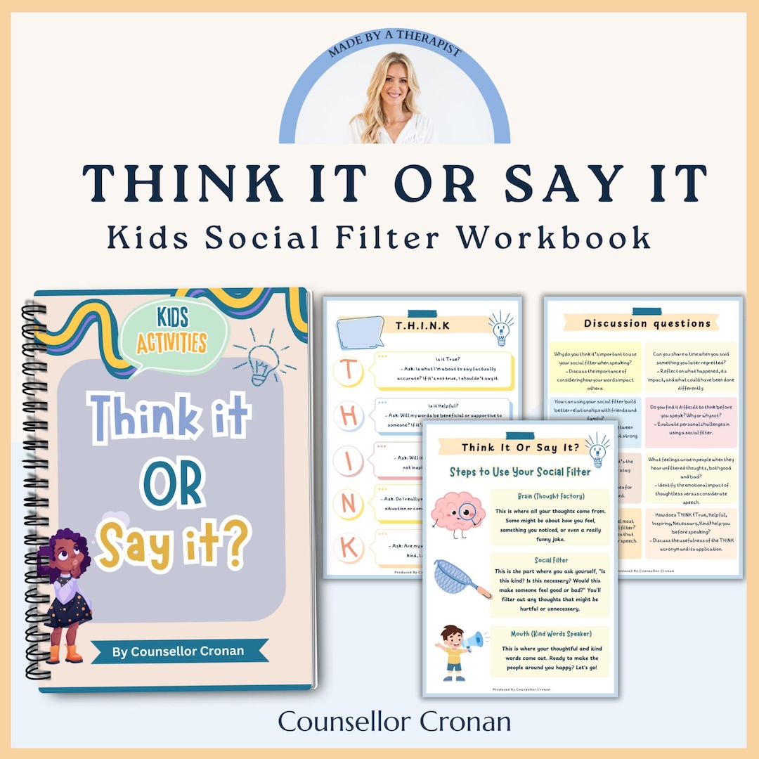 Think It or Say It Worksheets, Social Filter Activities, Social Skills ...