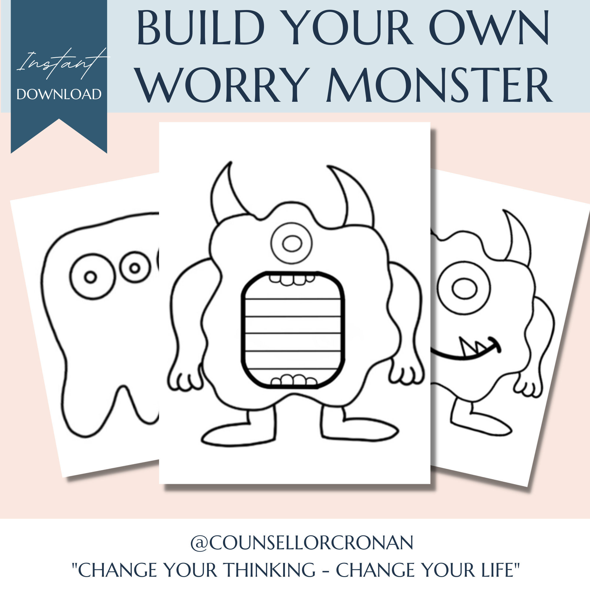 Worry Monster Anxiety Workbook for Kids CBT Worksheets - Etsy Australia