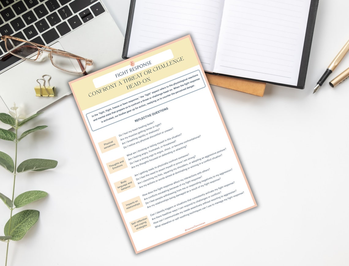 The Fight or Flight Response Workbook, Therapy Worksheets, Stress ...