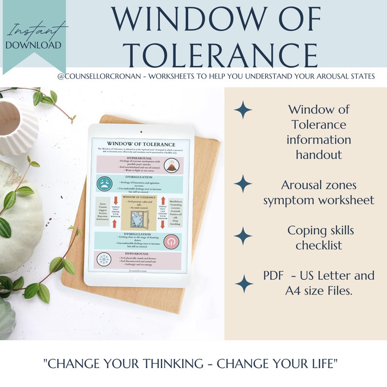 Window of Tolerance Worksheet Trauma Therapy DBT Therapy - Etsy