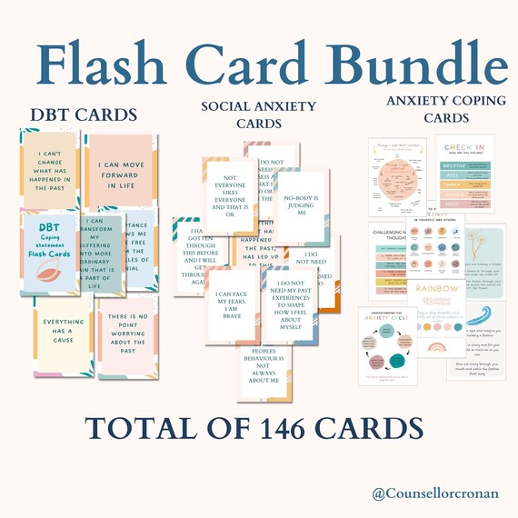Anxiety Coping Flash Card Bundle Dbt Cards Social Anxiety - Etsy