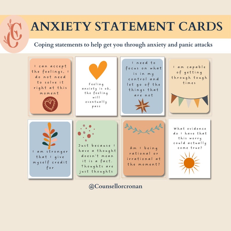 Anxiety Statement Flashcards Affirmation Cards Grounding - Etsy Australia