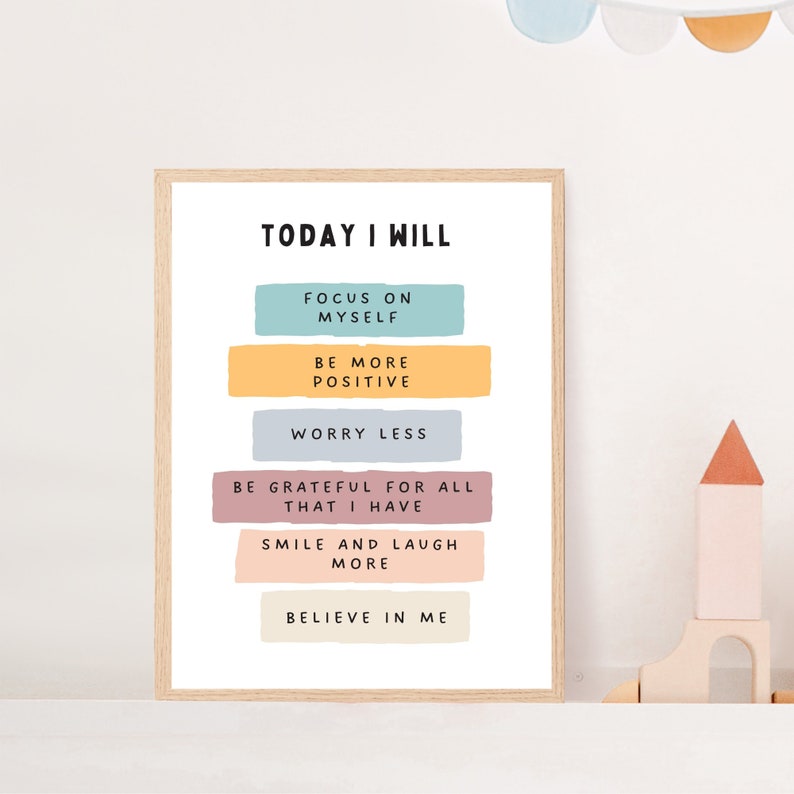 Today I Will Poster Daily Mantras Self Love Poster Feelings | Etsy