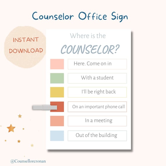 Where is the counselor office sign school counseling door | Etsy