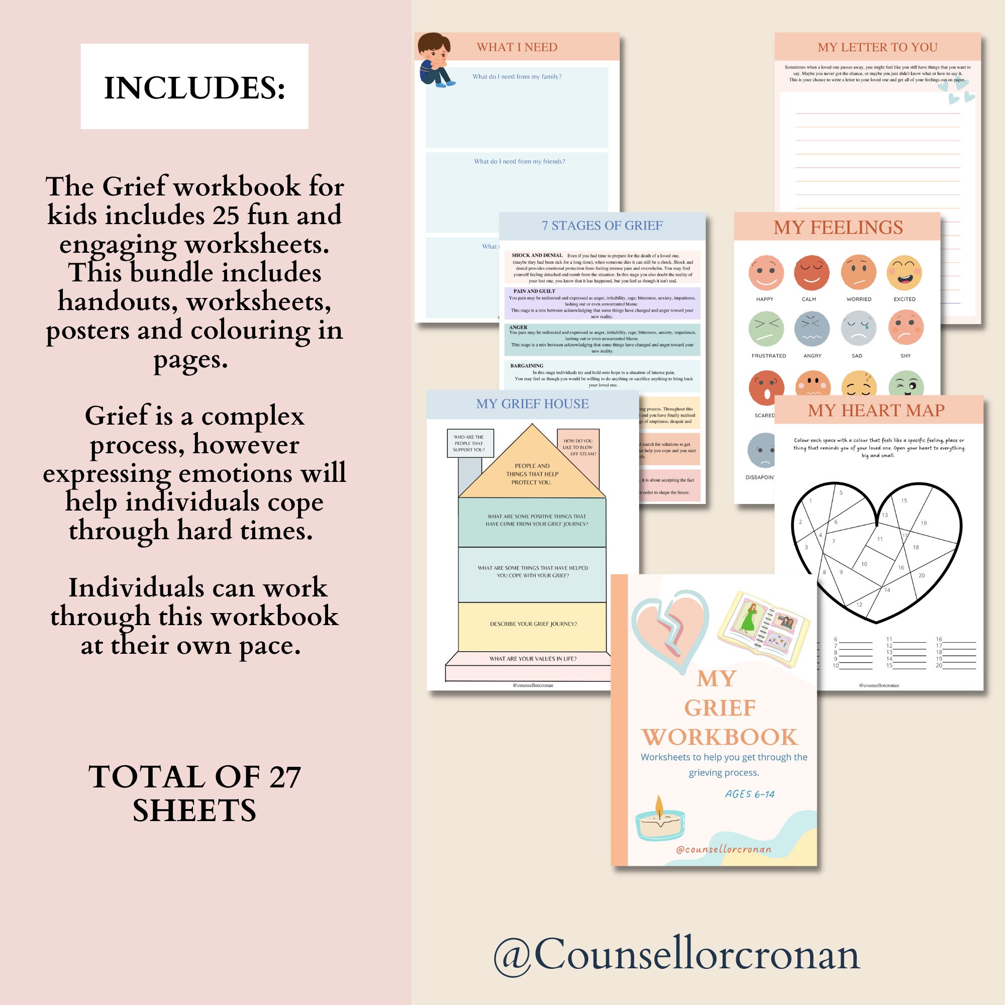 Grief Workbook Grief Journey Journal Therapy Office Decor - Etsy