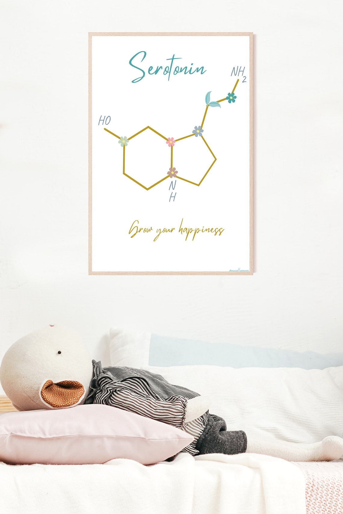 Serotonin Print Serotonin Poster Happy Chemicals Therapy | Etsy