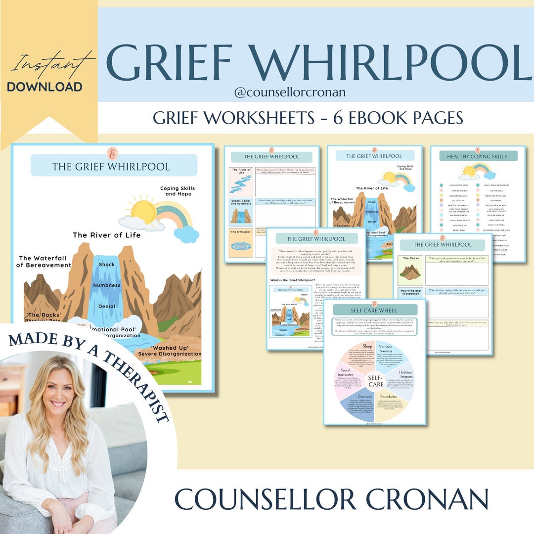 Grief Whirlpool Worksheets, Child Therapist, Kids Counselling ...