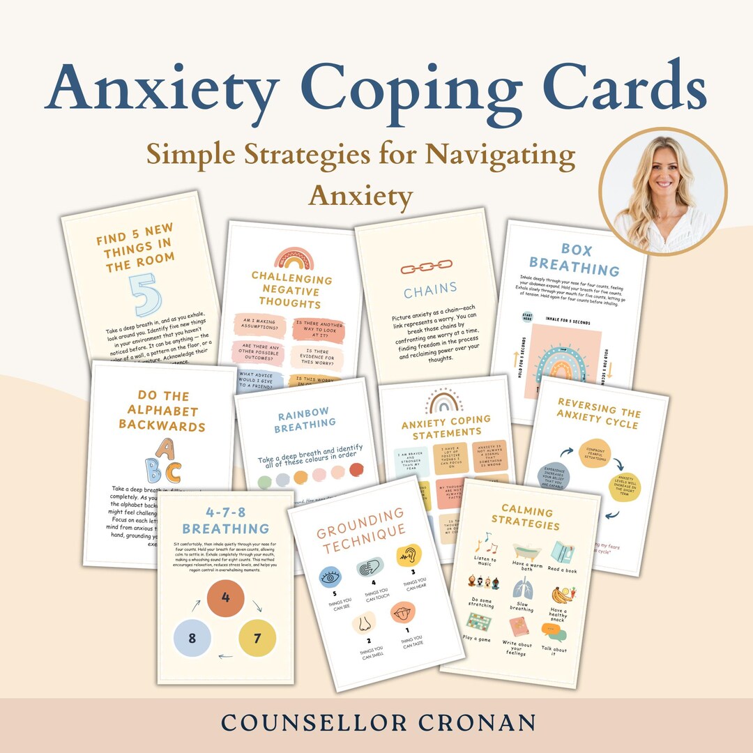 40 Anxiety Relief Coping Cards, Affirmation Cards, Mindfulness ...