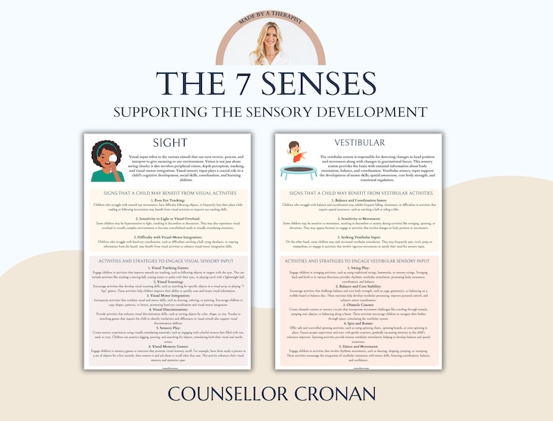 The 7 Senses Infographic Handout, Childhood Development, Neuroscience ...