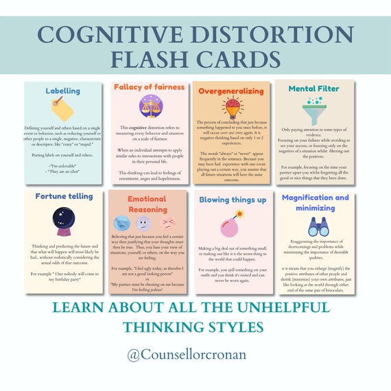 Cognitive Distortion Cards Coping Skills Social Psychology - Etsy