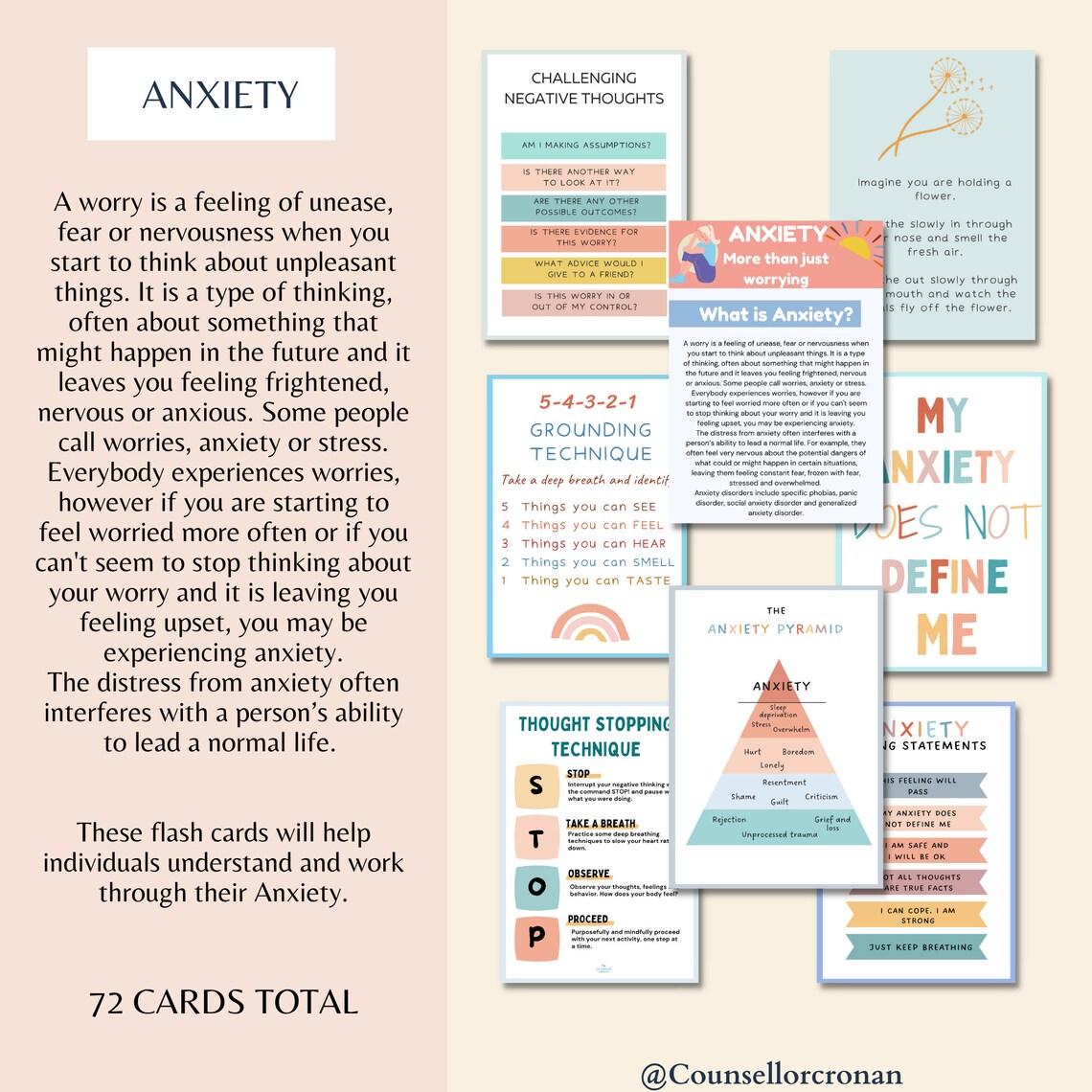 Anxiety Affirmation Cards Therapy Tools Calming Down Corner - Etsy