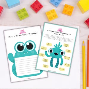 Worry Monster Anxiety Workbook for Kids, CBT Worksheets, Therapy Office ...