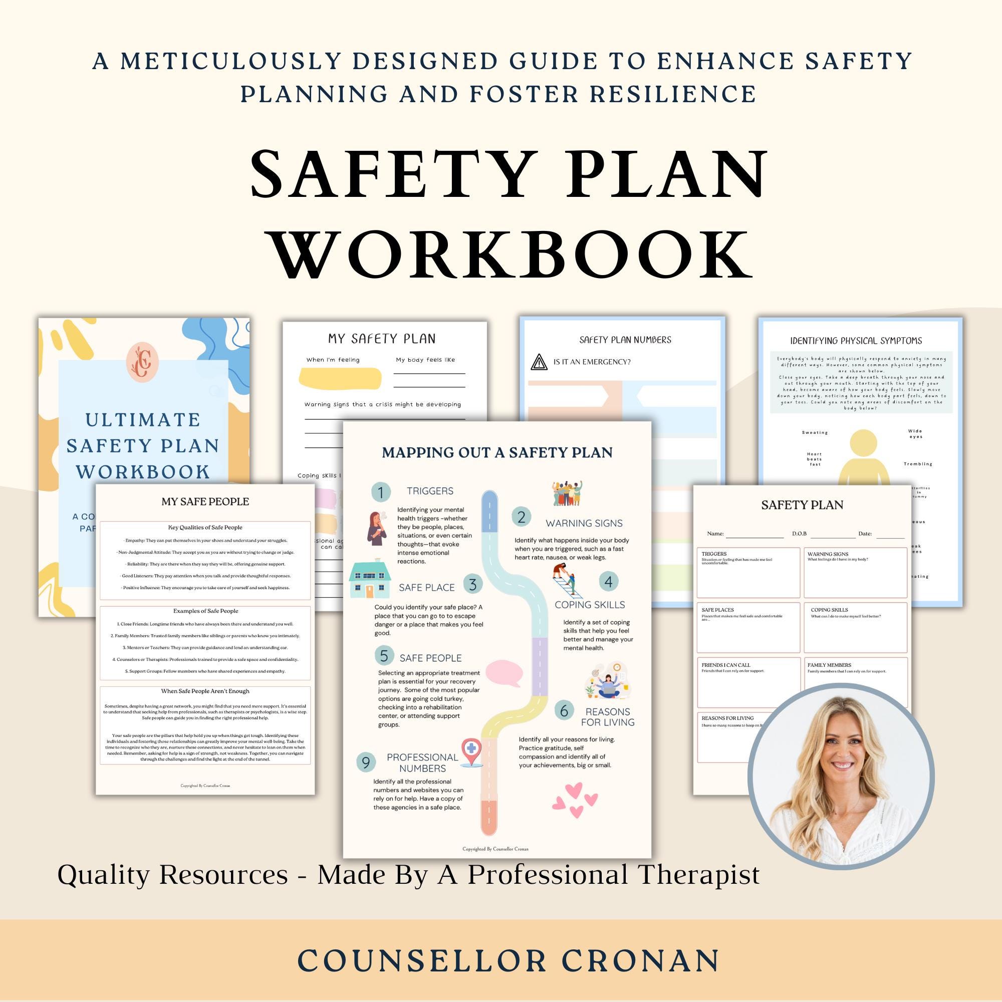 Safety Plan Worksheets, Crisis Plan Workbook, Counseling Tool, BPD ...