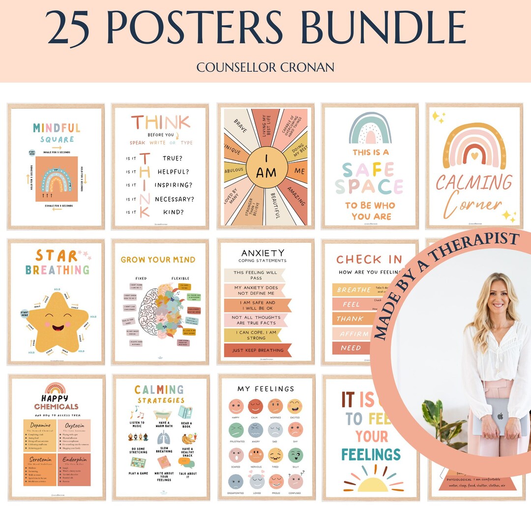 Coping Skills Poster Bundle, Therapy Office Poster, Therapist Decor ...