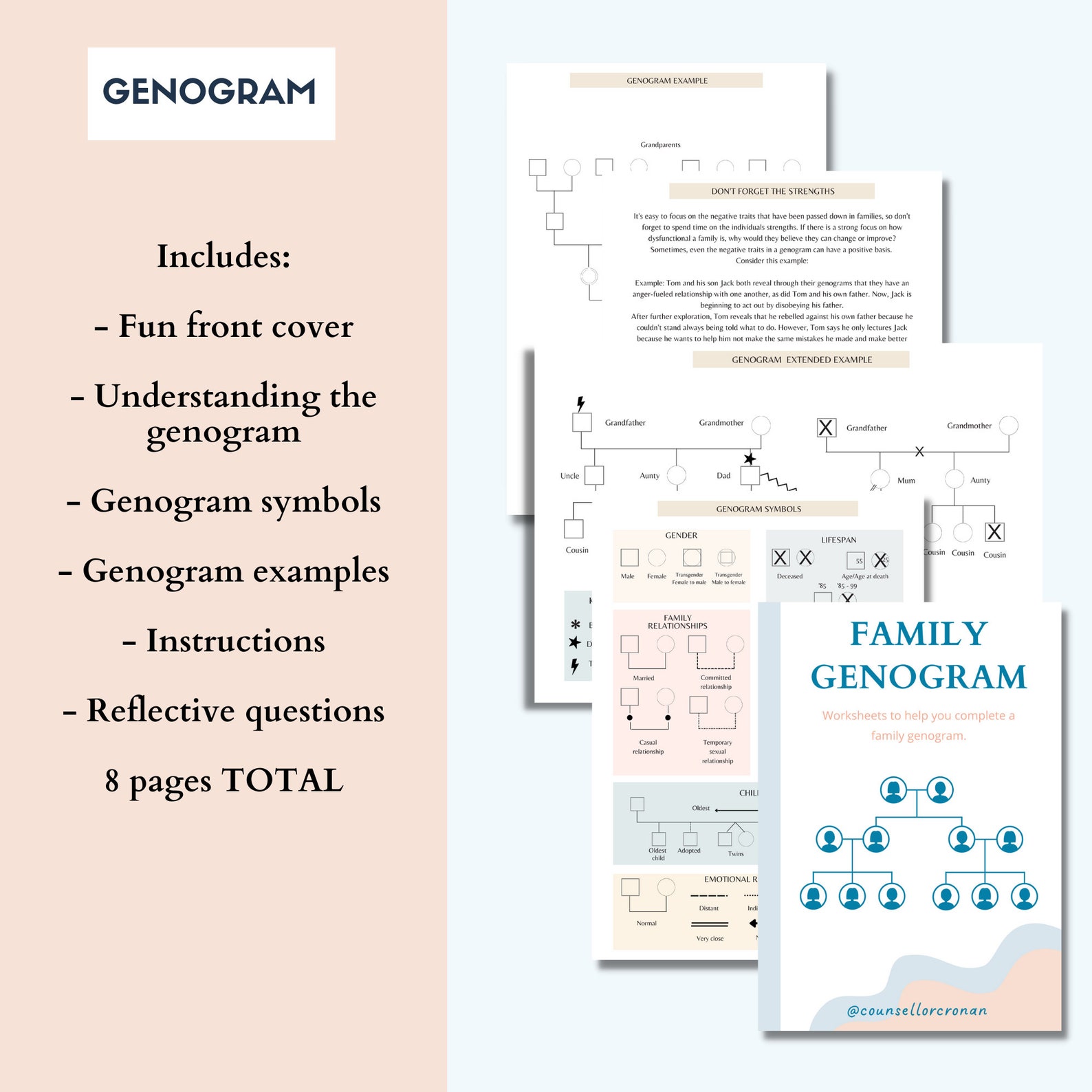 Family Genogram Worksheets Therapy Worksheets Family - Etsy
