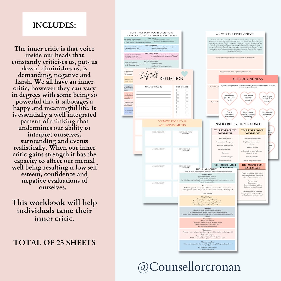 Inner Critic Workbook Self Help Self Healing Mental Health - Etsy Australia