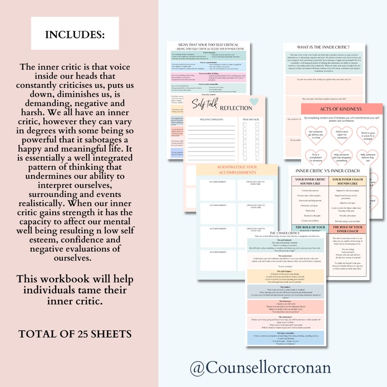 Inner Critic Workbook Self Help Self Healing Mental Health - Etsy