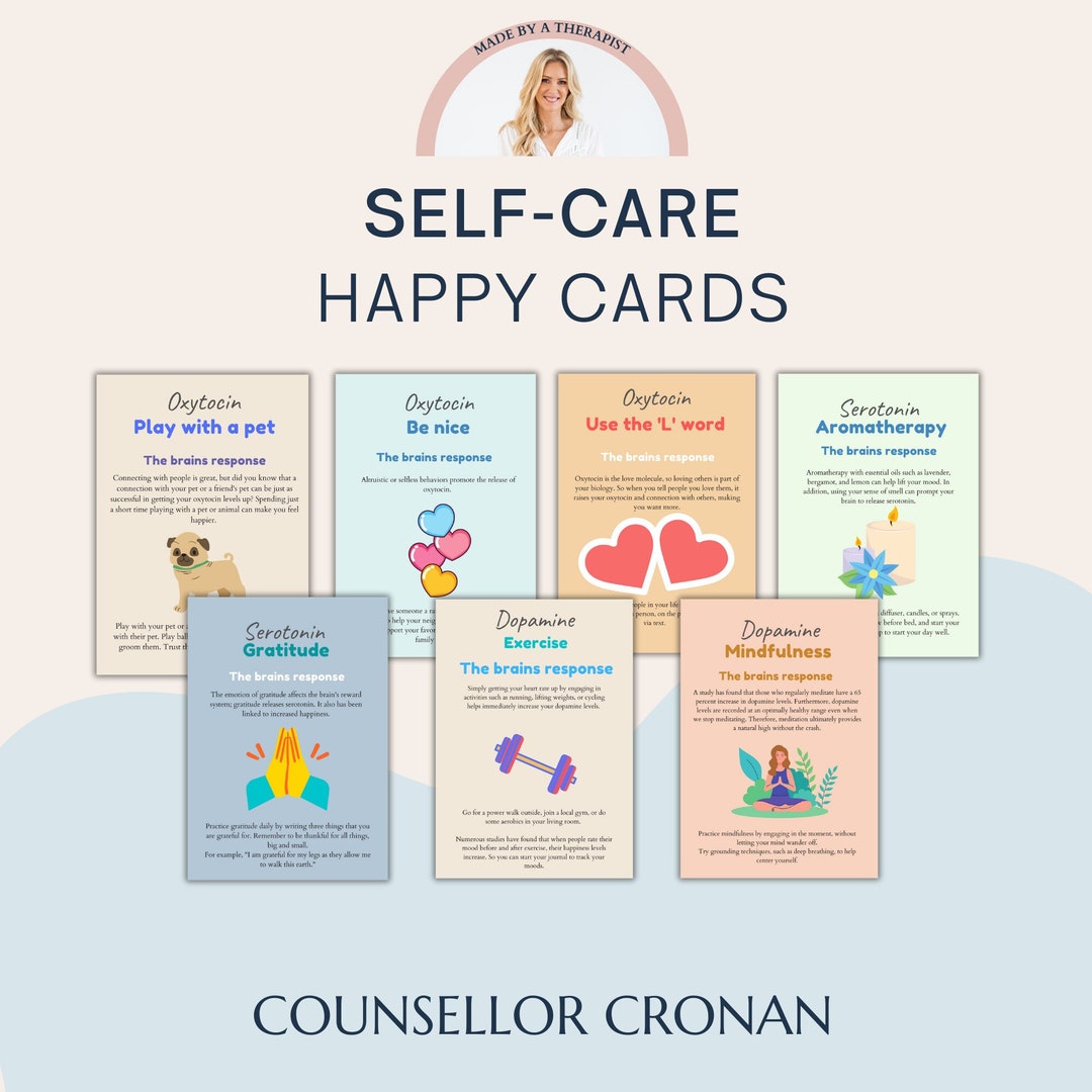 Self-care Cards, Happy Chemical Cards, Serotonin, Dopamine Education ...