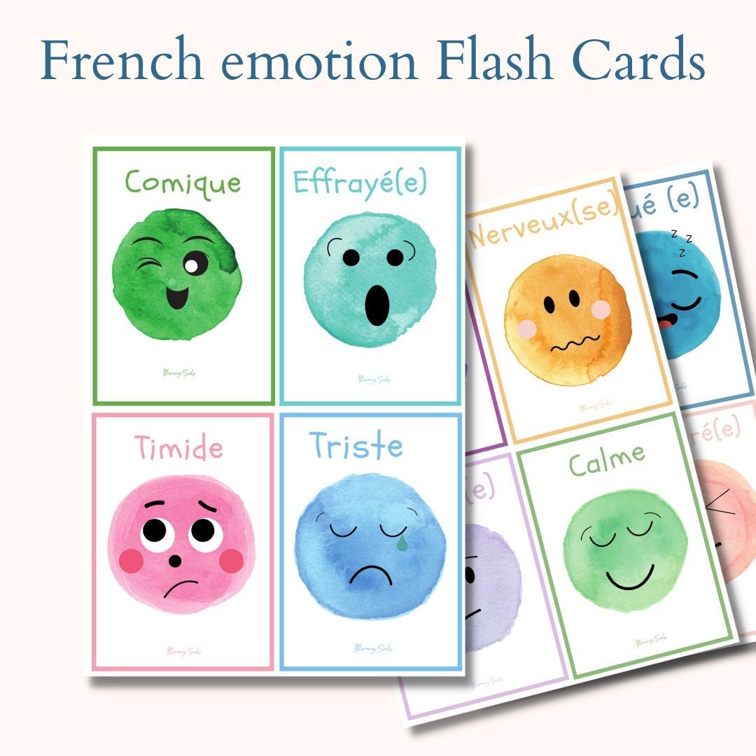 French Emotion Flashcards Feeling Cards Social Emotional - Etsy Australia