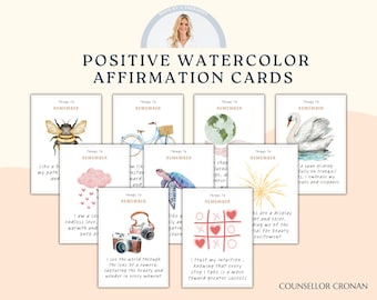 Positive Watercolor Affirmation Cards. Positive Thinking. Positive ...