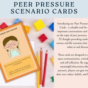 Peer Pressure Scenario Cards. Self-reflection Discussion. Child Therapy ...