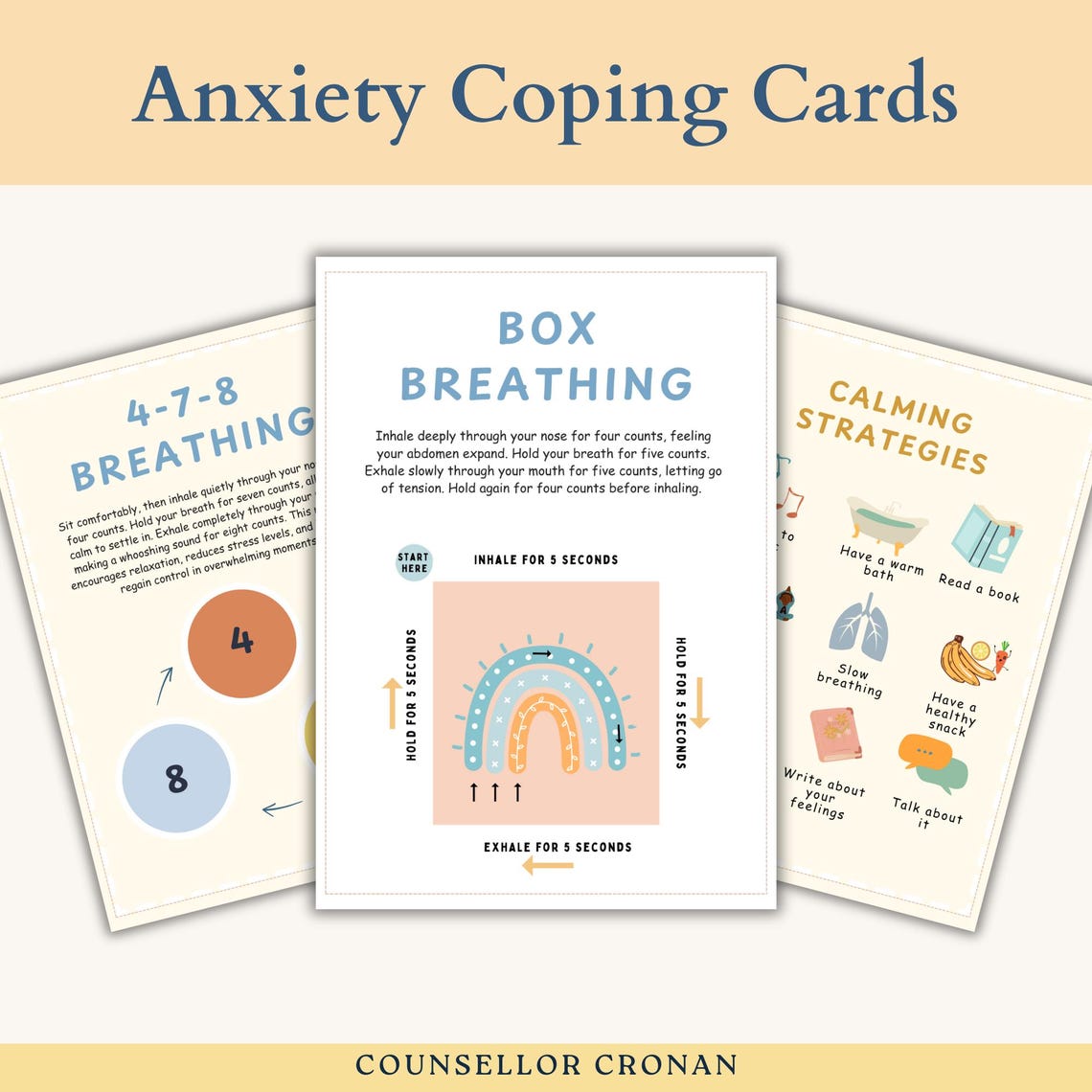 40 Anxiety Relief Coping Cards, Affirmation Cards, Mindfulness ...