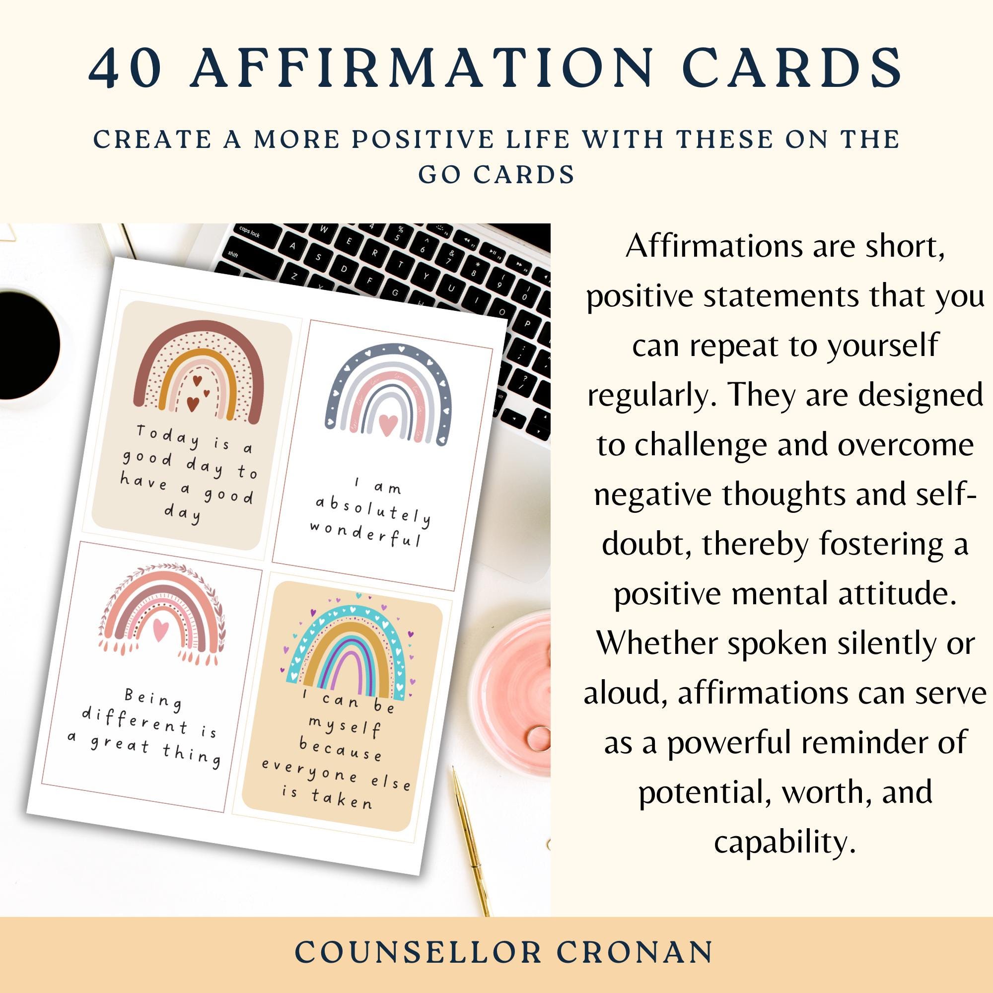 Affirmation Cards, Positive Quote Flash Cards, Affirmations Cards, Self ...