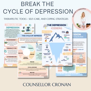 Depression Mega Bundle, Depression Spiral Worksheets, Coping Cards ...