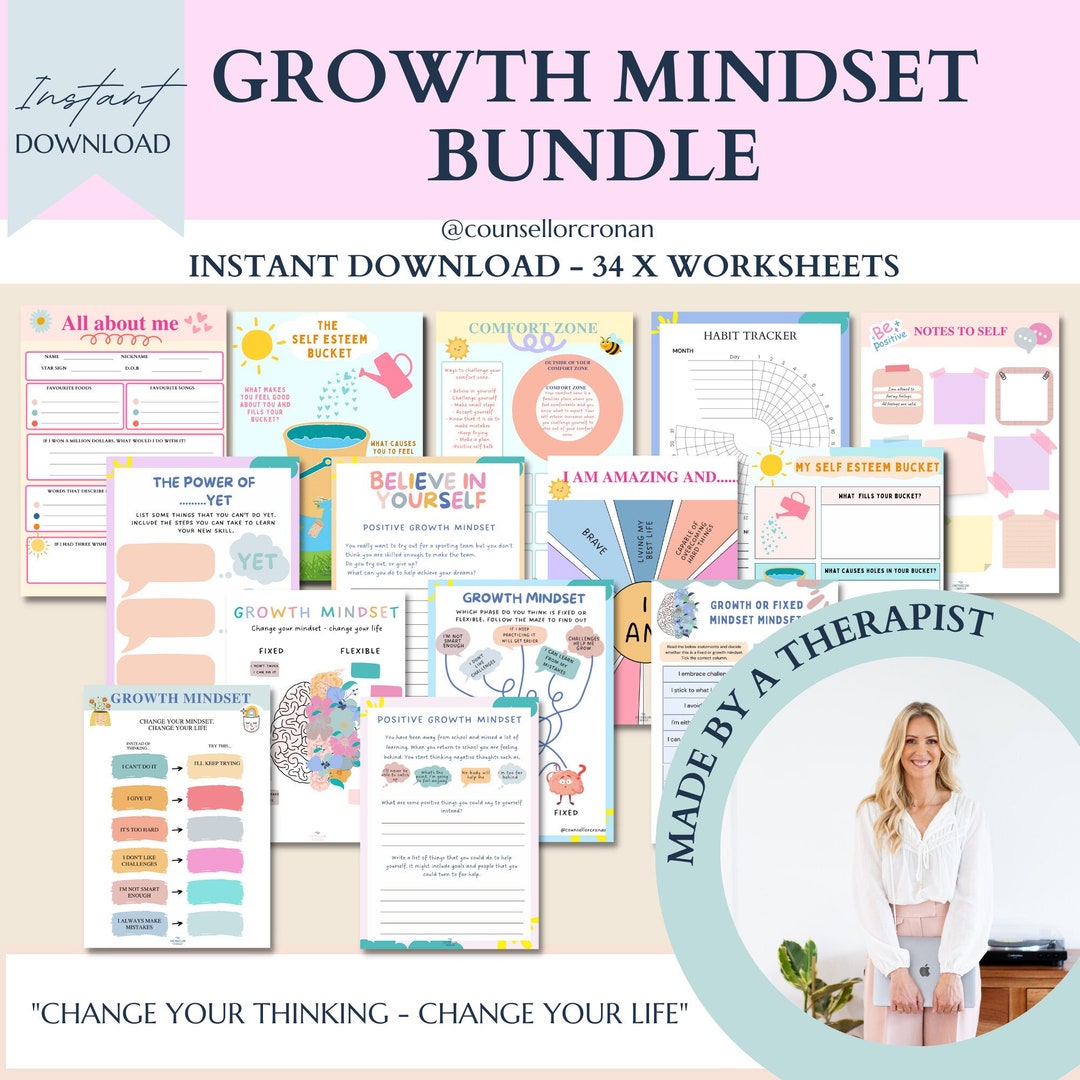 Growth Mind Frame Worksheets Therapy Bundle Therapy Journal - Etsy