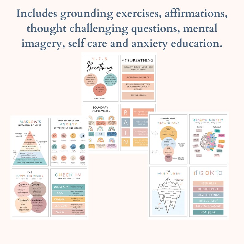 Anxiety Affirmation Cards Therapy Tools Calming Down Corner - Etsy