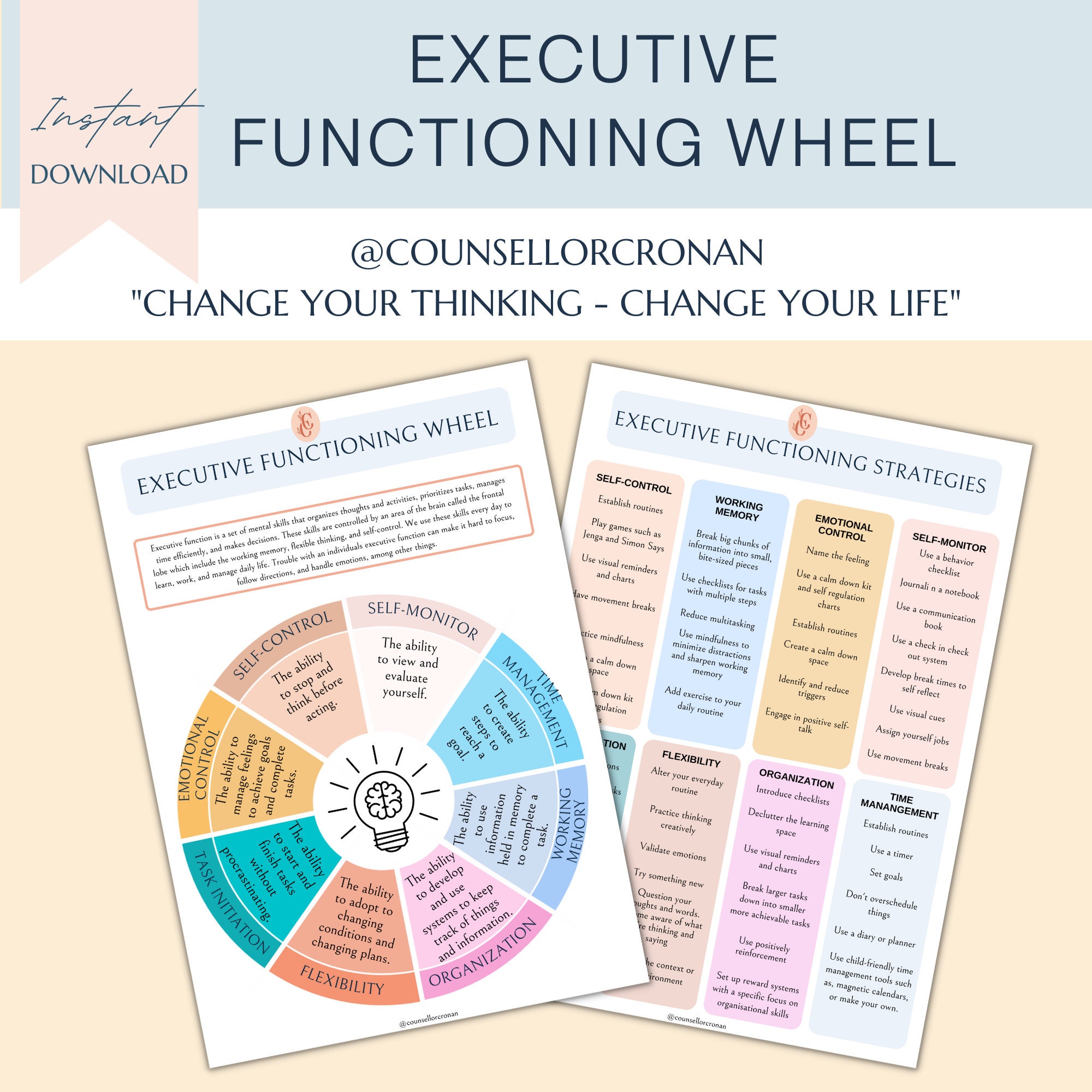 Executive Functioning Wheel and Strategies ADHD Autism - Etsy Canada