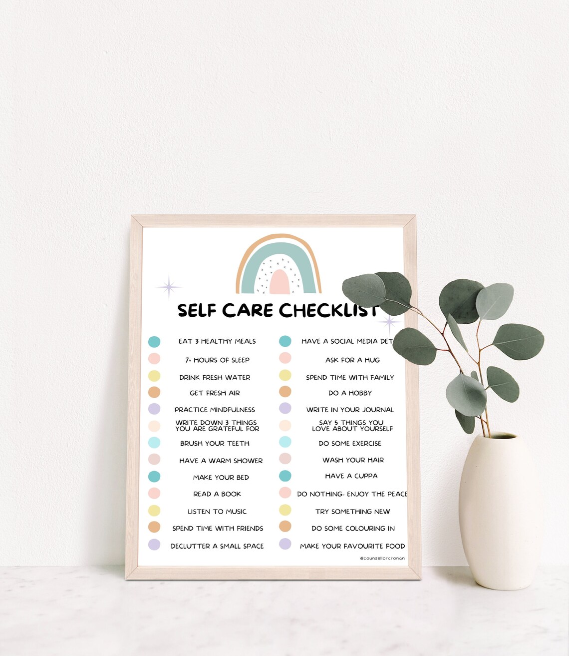 Daily Self Care Check in Poster Self Love Poster Check in - Etsy