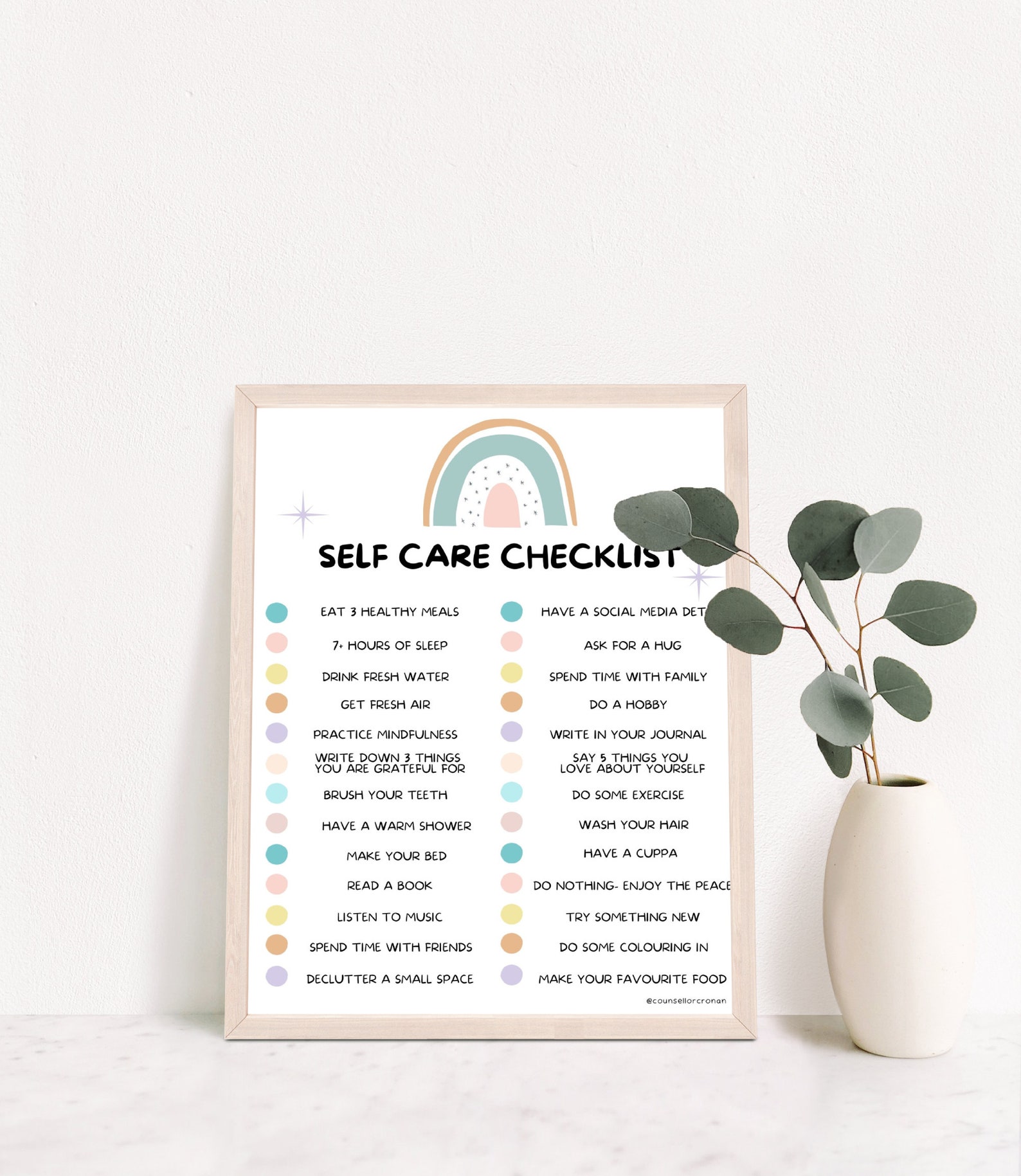 Daily Self Care Check in Poster Self Love Poster Check in - Etsy