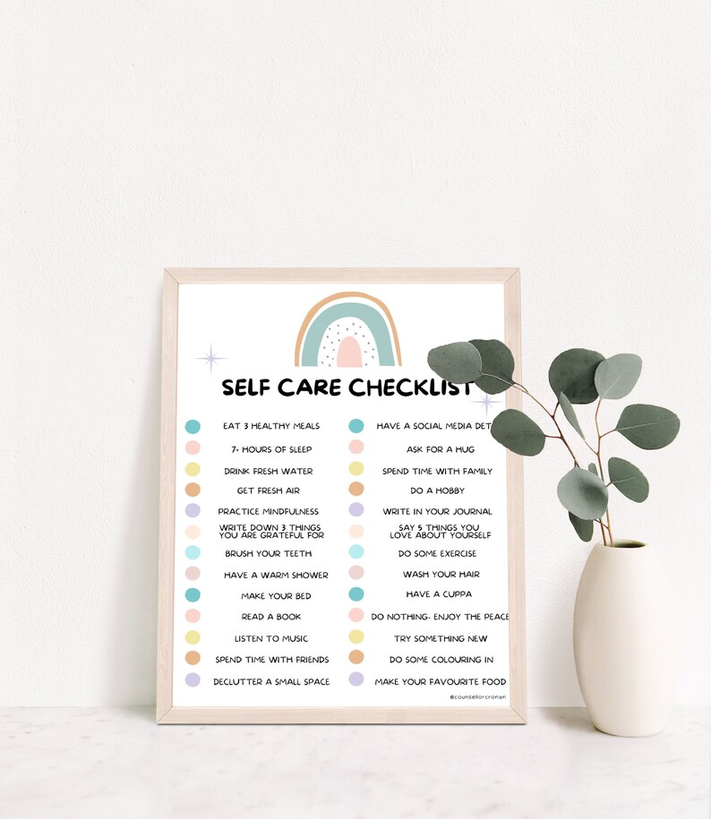 Daily Self Care Check in Poster Self Love Poster Check in - Etsy