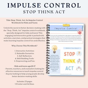 Impulse Control Worksheets for Kids and Teens. ADHD Executive ...
