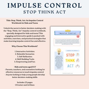Impulse Control Worksheets for Kids and Teens: Emotional Regulation ...