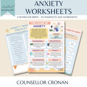 Anxiety Worksheets, Therapy Office Resources, Anxiety Bundle, Social ...
