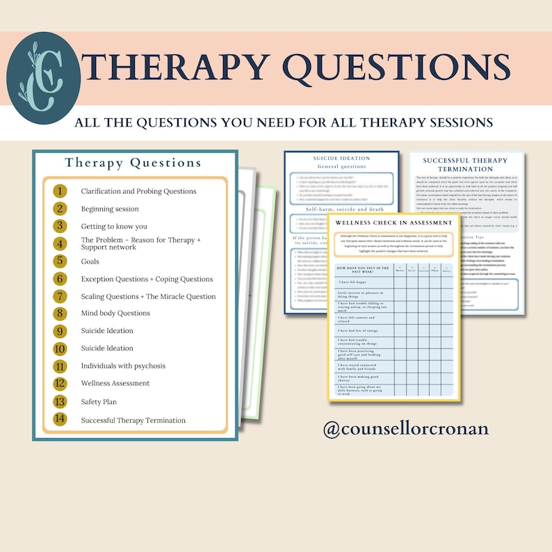 Therapy Questions Therapy Notes Counseling Questions - Etsy