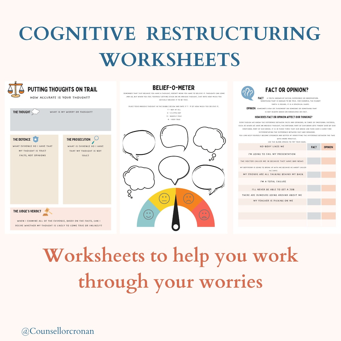 Cognitive Restructuring Worksheets Unhelpful Thinking - Etsy Cognitive Restructuring Worksheets Unhelpful Thinking - Etsy