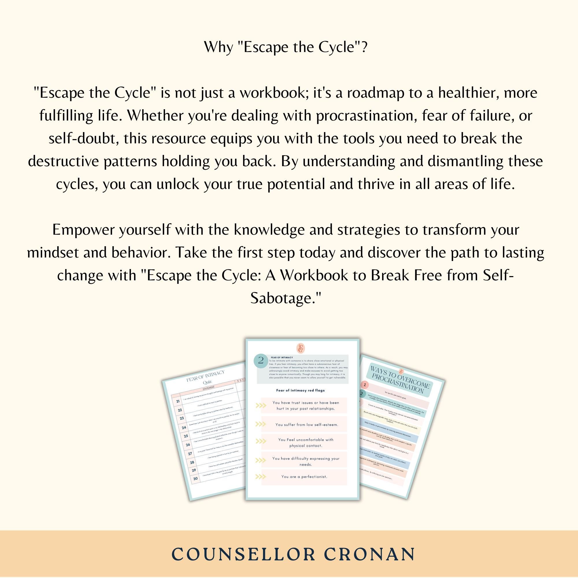 The Self-sabotaging Cycle: Break Free. Self-worth Therapy Workbook ...