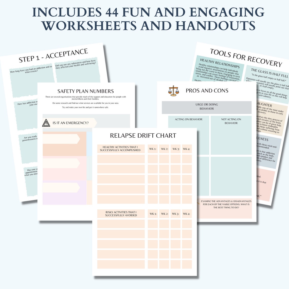 Sobriety Worksheets Therapy Workbook Recovery AA - Etsy