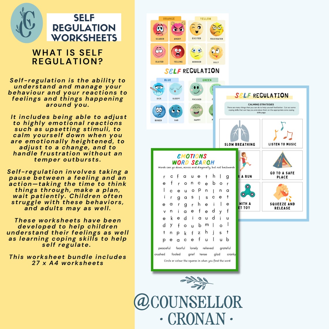 Self Regulation Mega Bundle Worksheets Cards Coping Skills - Etsy