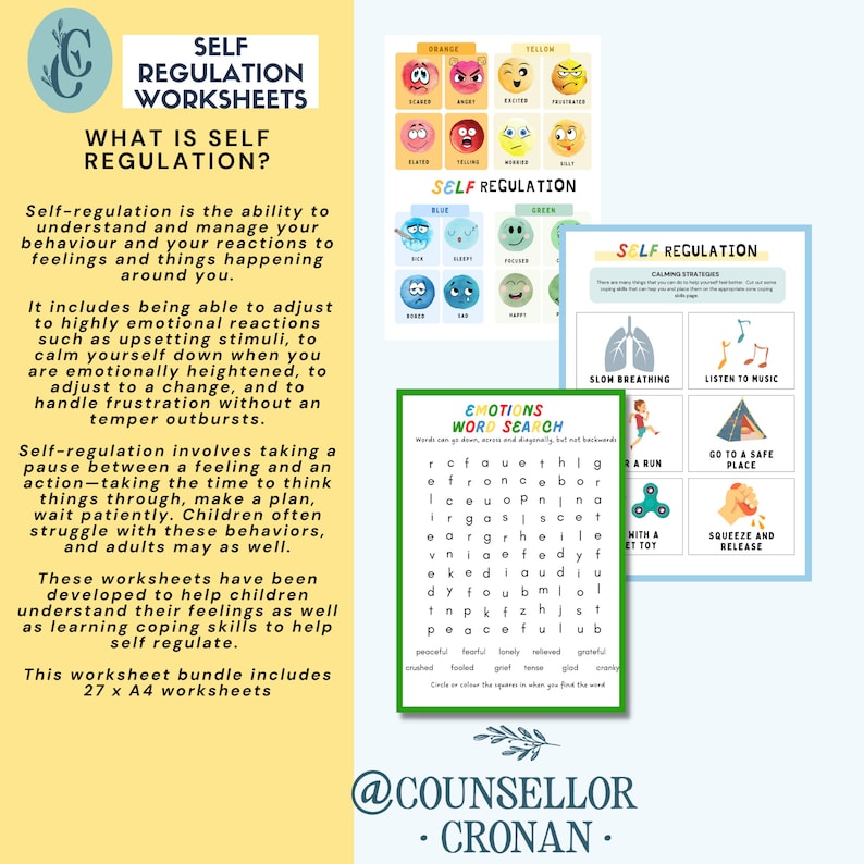 Self Regulation Mega Bundle Worksheets Cards Coping Skills - Etsy