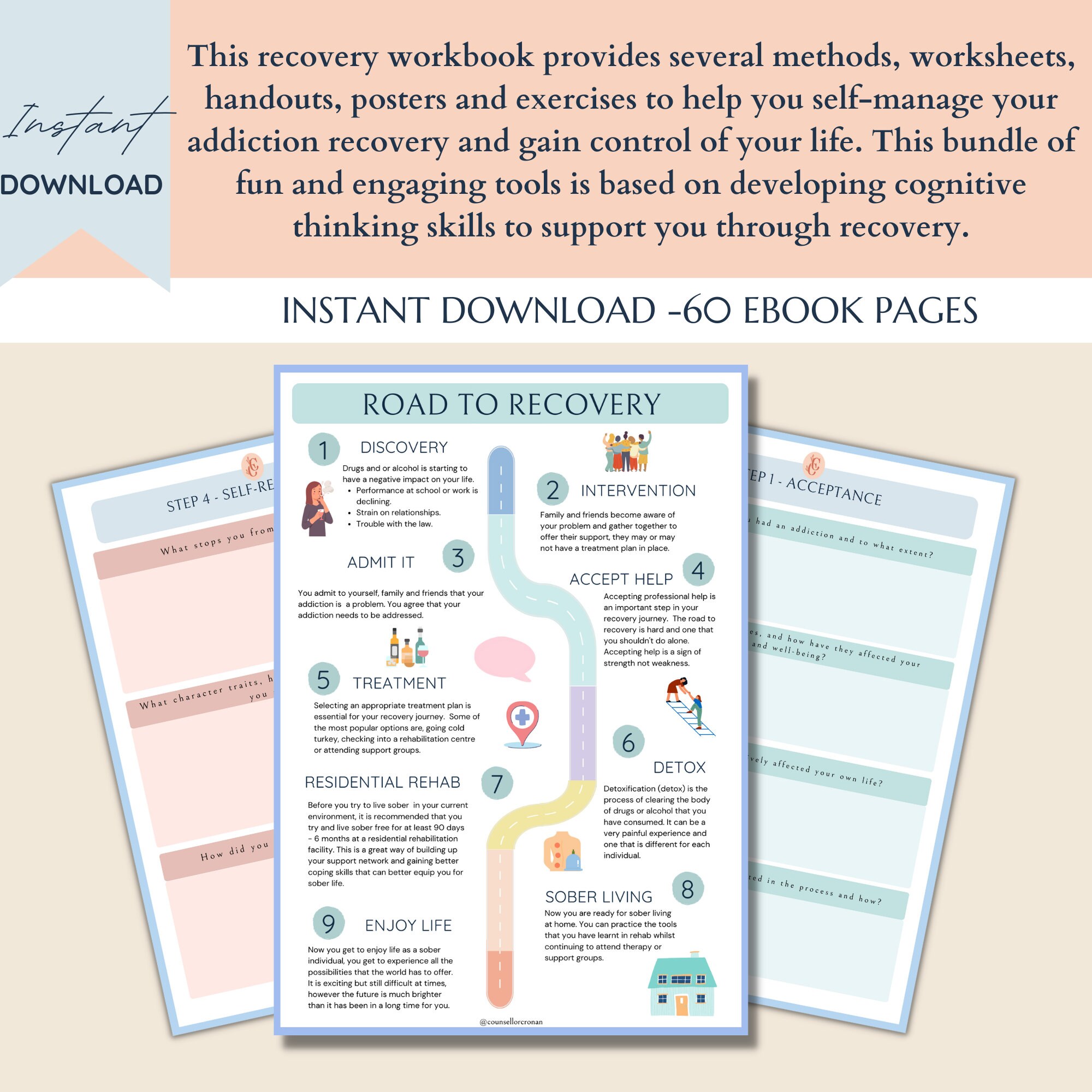 Sobriety Worksheets Therapy Workbook Recovery AA - Etsy Canada
