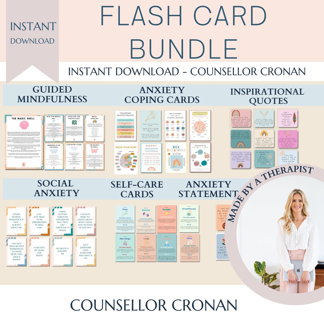 Anxiety Coping Flash Card Bundle, Dbt Cards, Social Anxiety, Anxiety ...