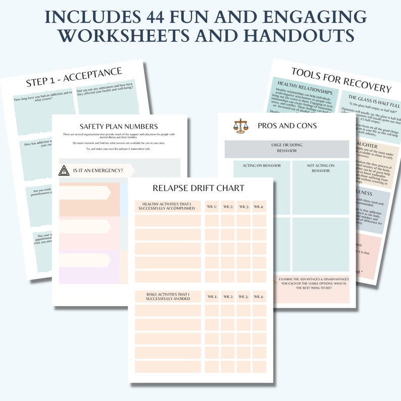 Sobriety Worksheets Therapy Workbook Recovery Aa Etsy