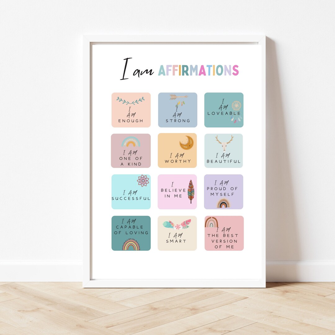I Am Affirmations, Affirmation Poster, Affirmation Print, Therapy ...
